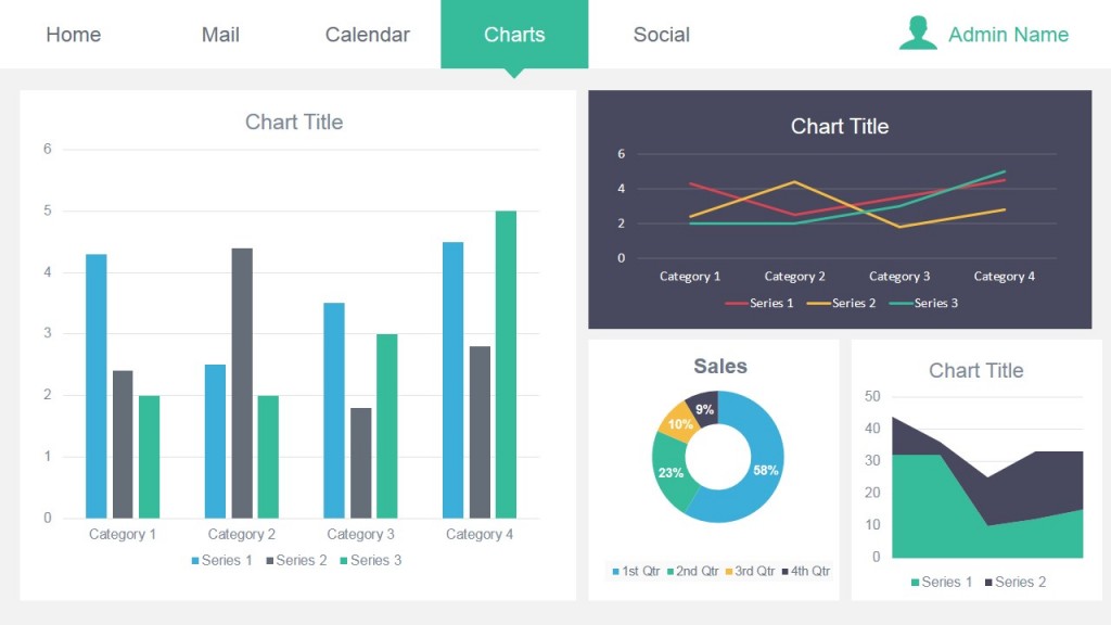 Metro Admin Dashboard Template for PowerPoint - Free Dashboard Templates